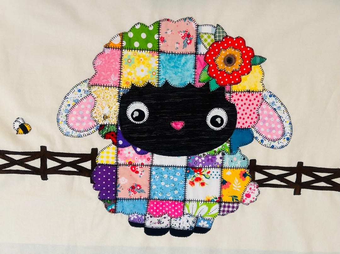 Patchwork Lamb Quilt Pattern: Applique Baby Blanket, Wall Hanging (PDF ...
