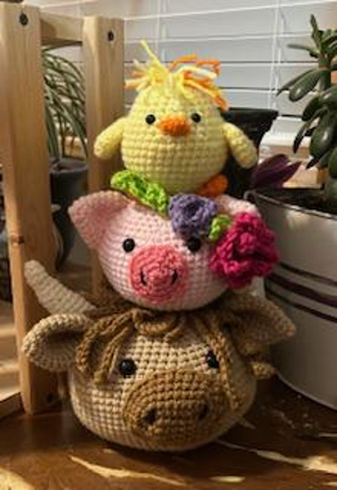 Stacked Farm Animals Crochet Pattern, Highland Cow, Pig, Chicken ...