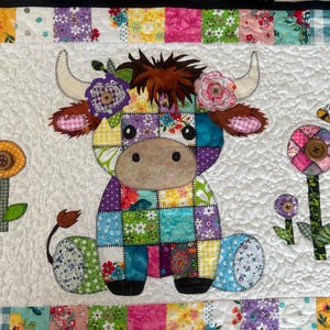 Patchwork Highland Cow Quilt Pattern, PDF Instant Download, Baby ...