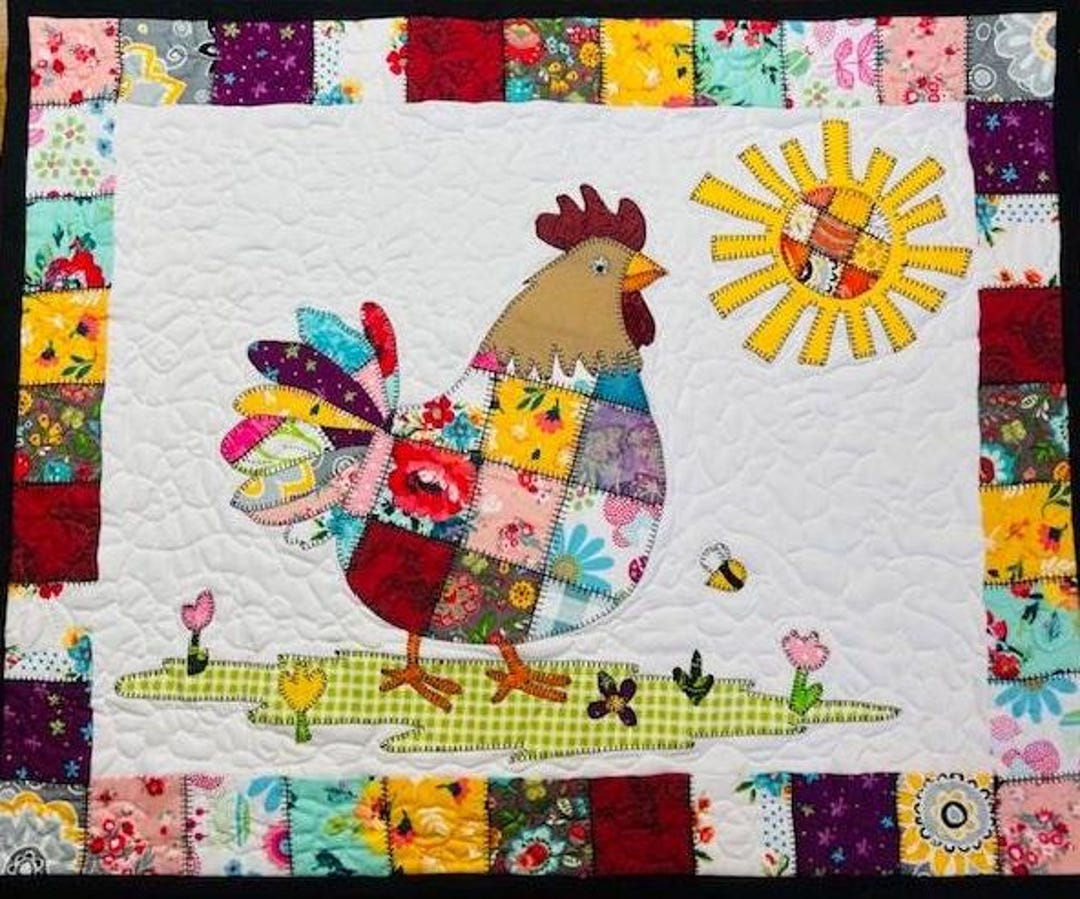 Patchwork Rooster Quilt Pattern: Applique Wall Hanging (PDF Download ...
