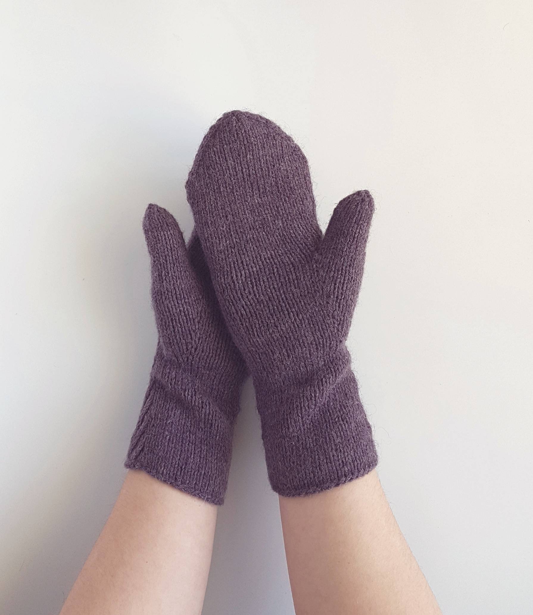 Knit wool gloves knitted mittens for adults purple mittens | Etsy