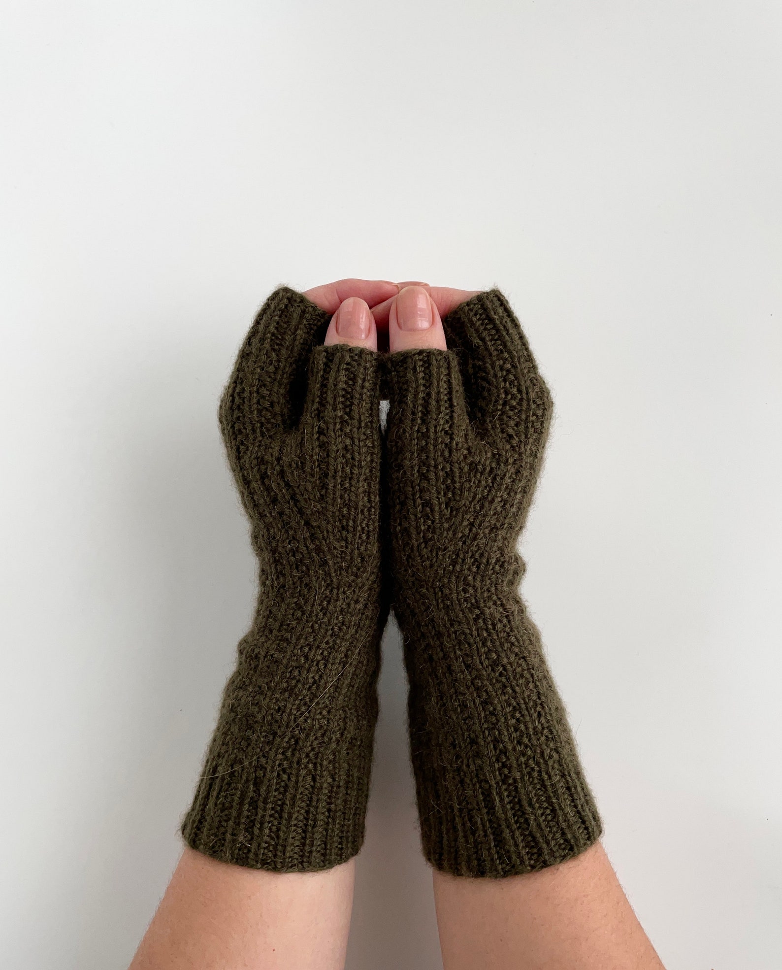 Knit Fingerless Gloves Merino Wool Mitts Womens Hand - Etsy