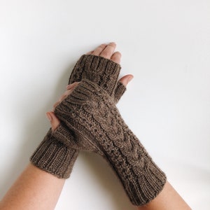 Knit Fingerless Gloves, Knit Alpaca Wool Mittens, Women Handknit ...