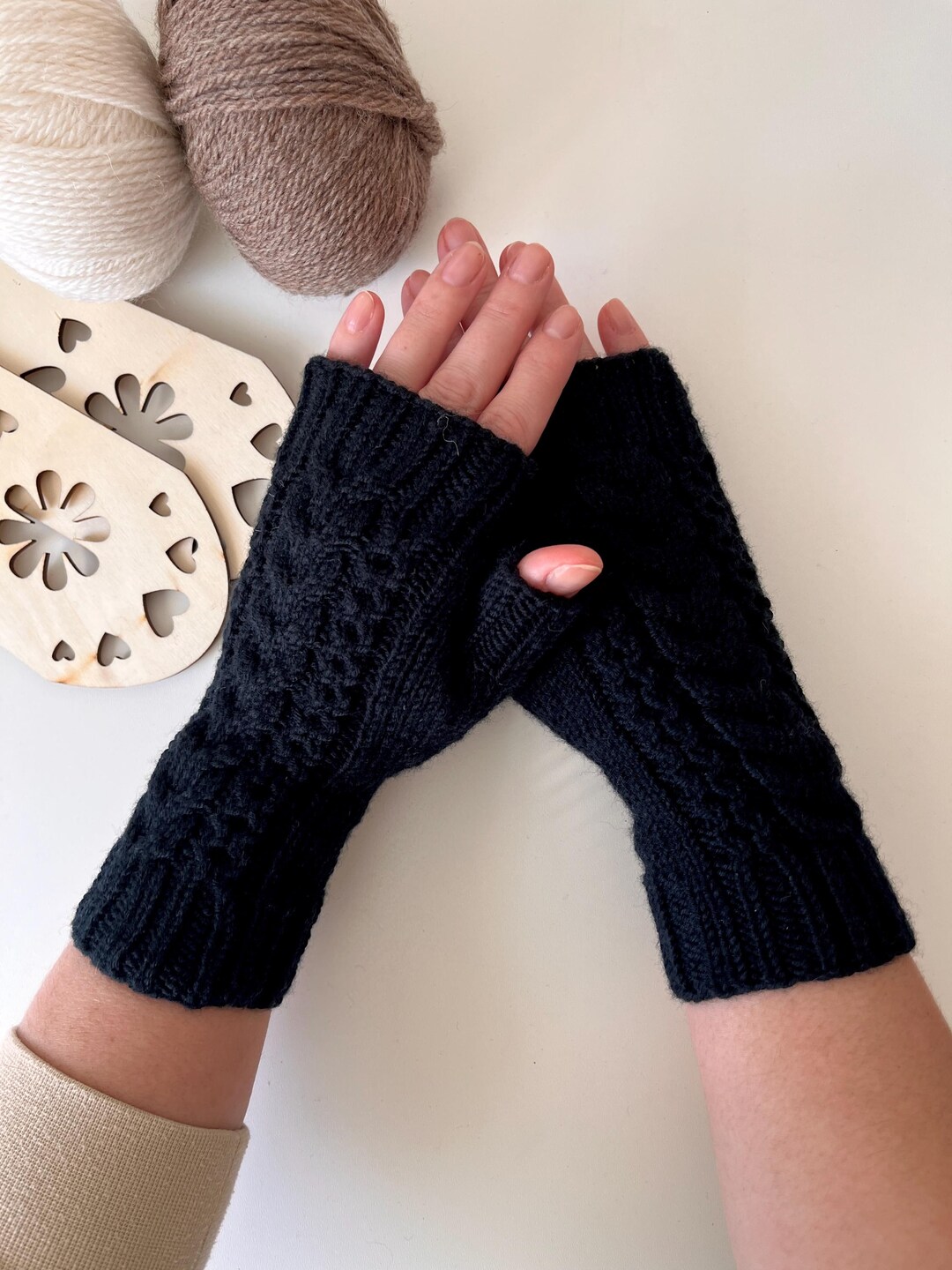 Knit Fingerless Gloves, Knit Fingerless Mittens, Women Merino Gloves ...