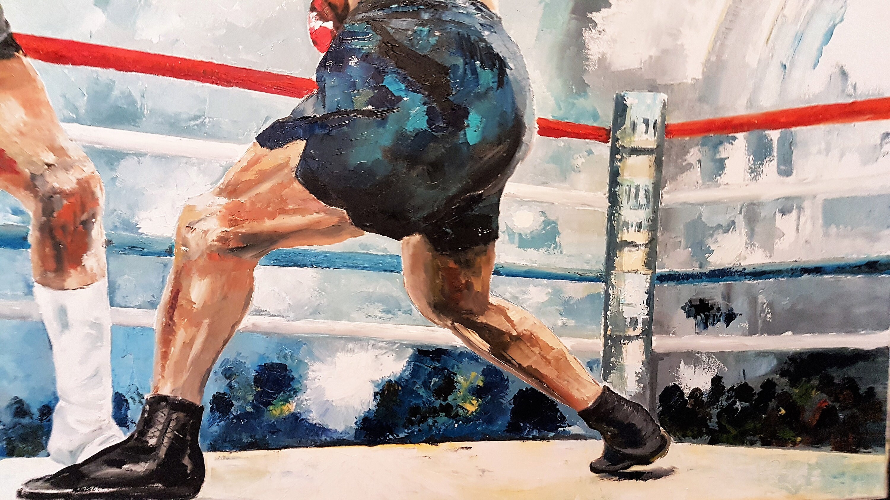 Iron Mike Oil Painting, Boxing Match Original Painting Art Hand-made ...