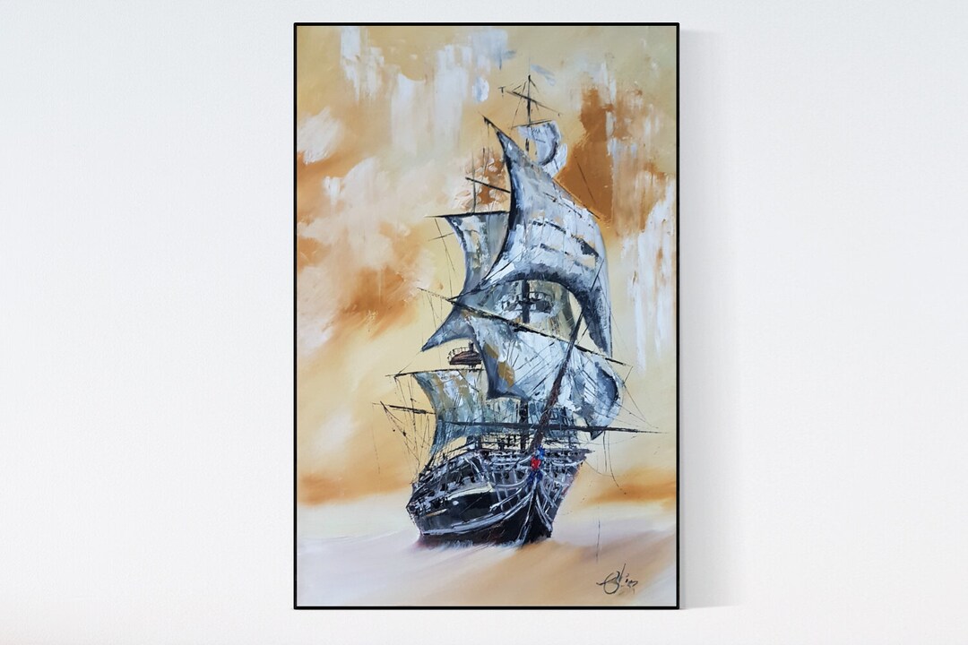 The Flying Dutchman, Original Modern Wall Art Handmade Oil Painting ...