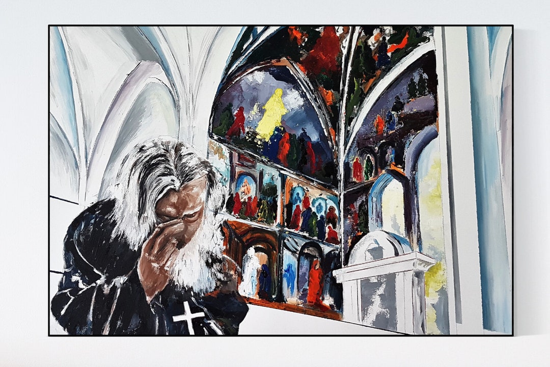 Worship Church Acrylic Painting Priest in Church Worship Painting ...