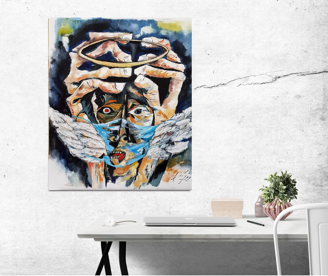 The Mask and Inner Gaze Painting Original Abstract Portrait Oil ...