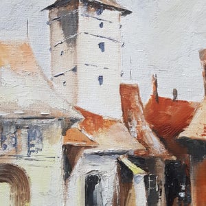 Medieval Sibiu Colorful Art Oil Painting From Transylvania, Modern Wall ...