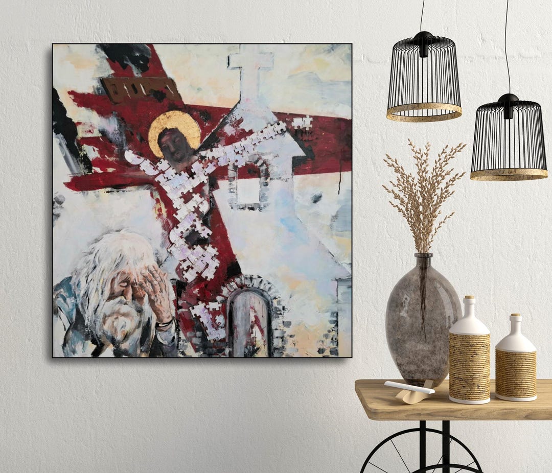 Repentance Acrylic Painting: Colorful Handmade Wall Art (44x40 In) - Etsy