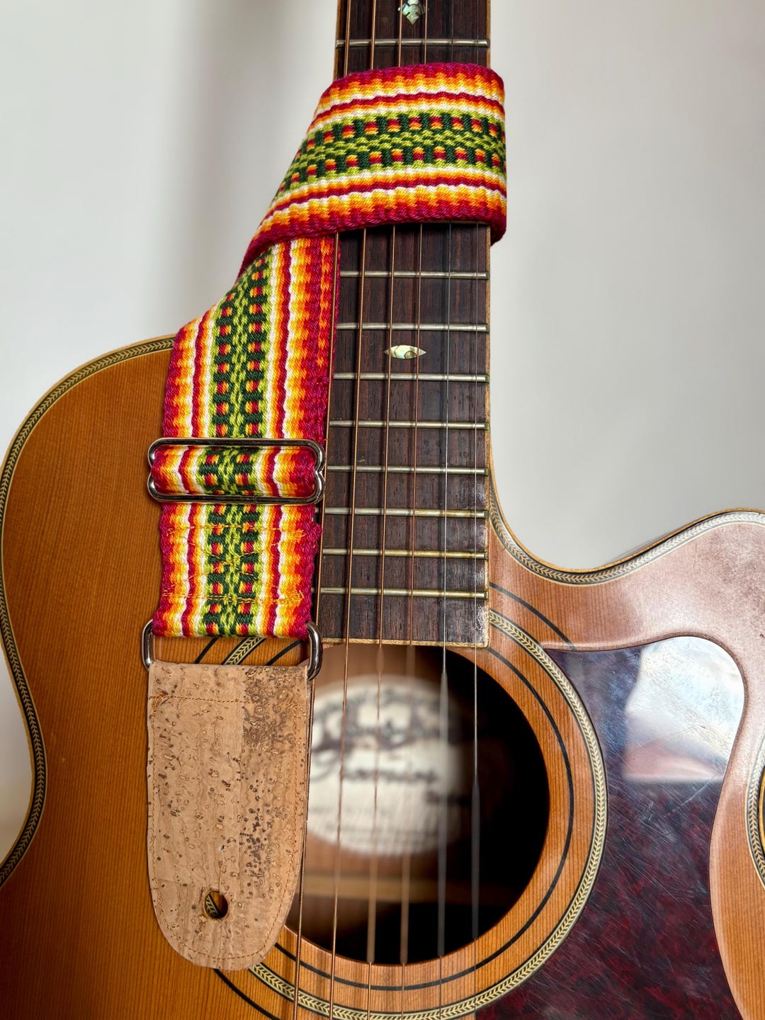Handwoven Guitar Strap With Cork Ends (vegan) - Etsy