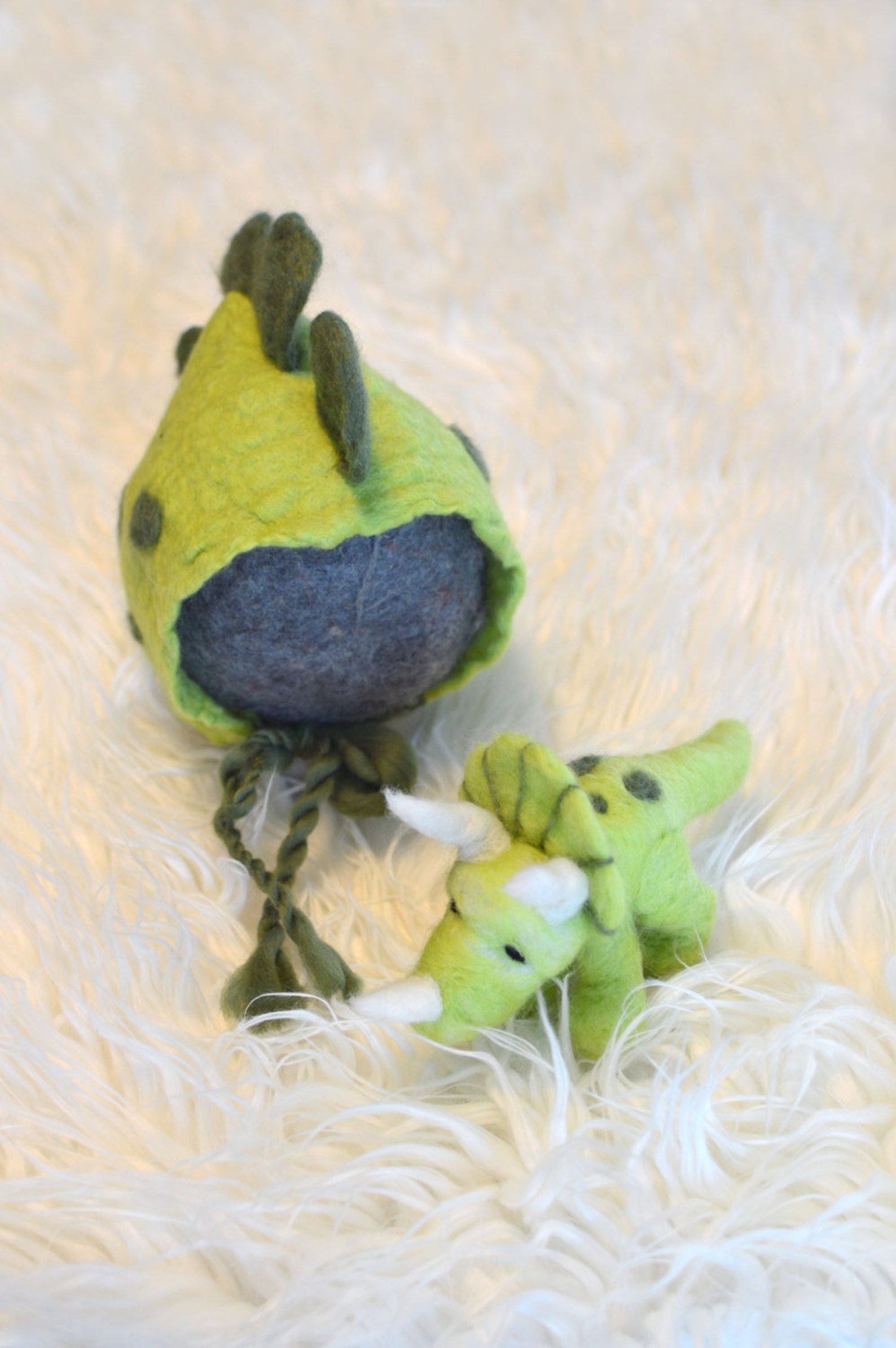 Hand Felted Dinosaur Bonnet and Stuffy Set Newborn | Etsy