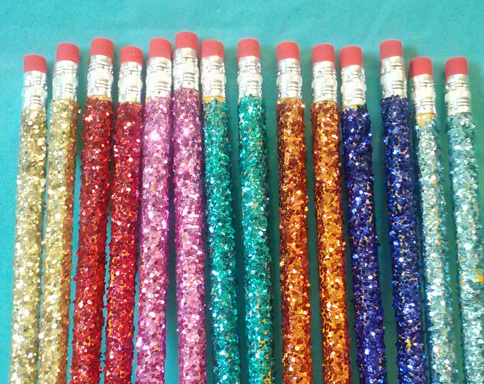 Glitter Pencils, wooden, your Choice of Color, Pink Pencils, Blue ...