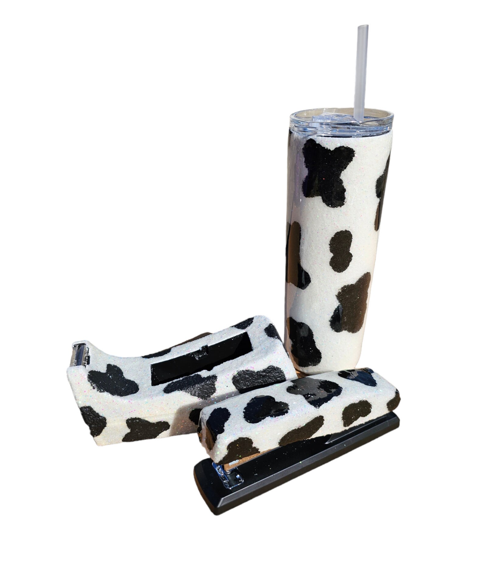 Glitter Cow Print Office Supplies With Matching 20oz Stainless Steel ...