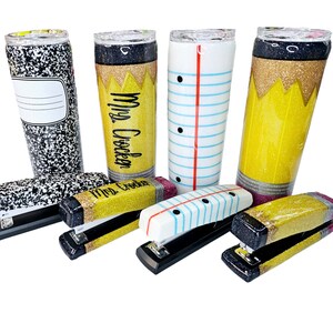 One- Epoxy Stainless Steel Teacher Tumbler (you Pick), Glitter Pencil ...