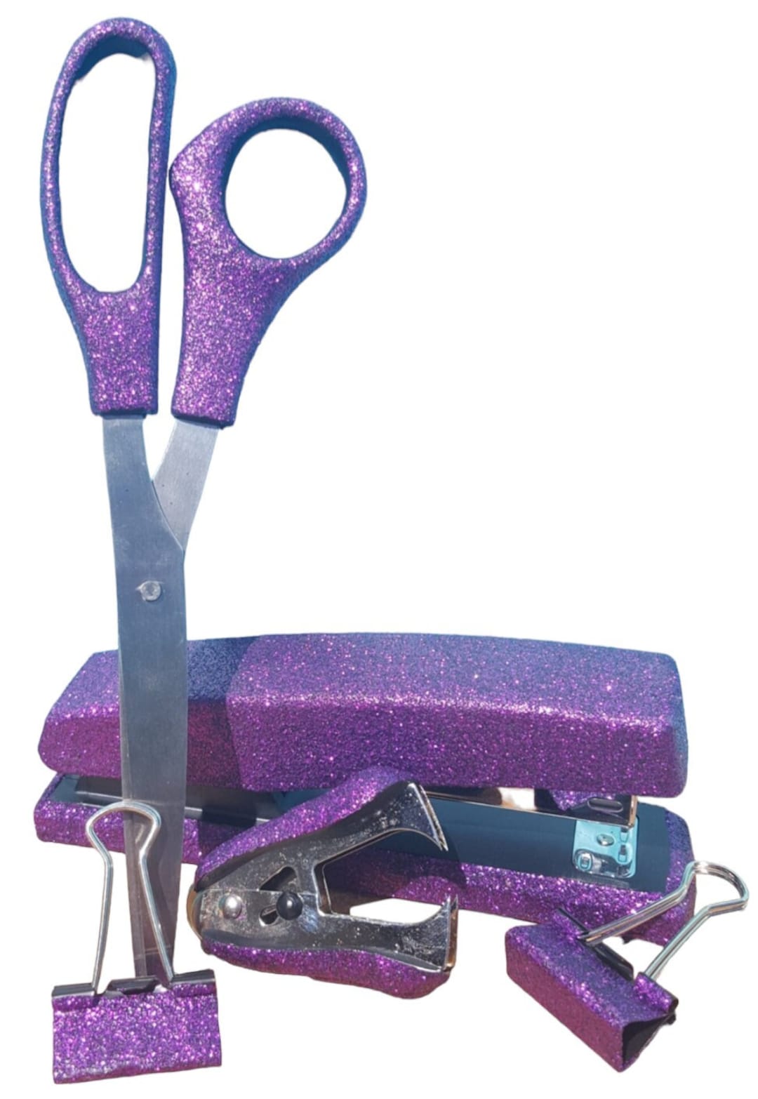 PURPLE Glitter Office Supplies, Purple Office Set, Tape Dispenser ...