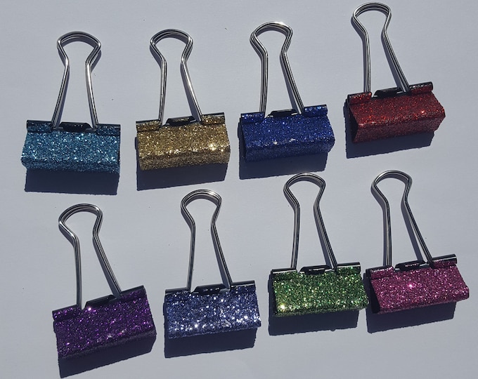Extra Fine Glitter Binder Clips metal 32mm your Choice of Color, Desk ...
