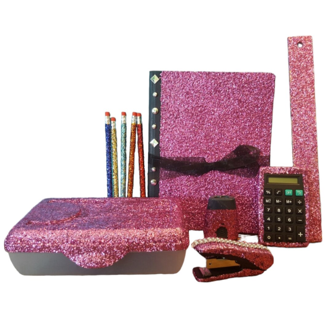 Glitter Student School Supply Set (your Choice of Color), Bling ...