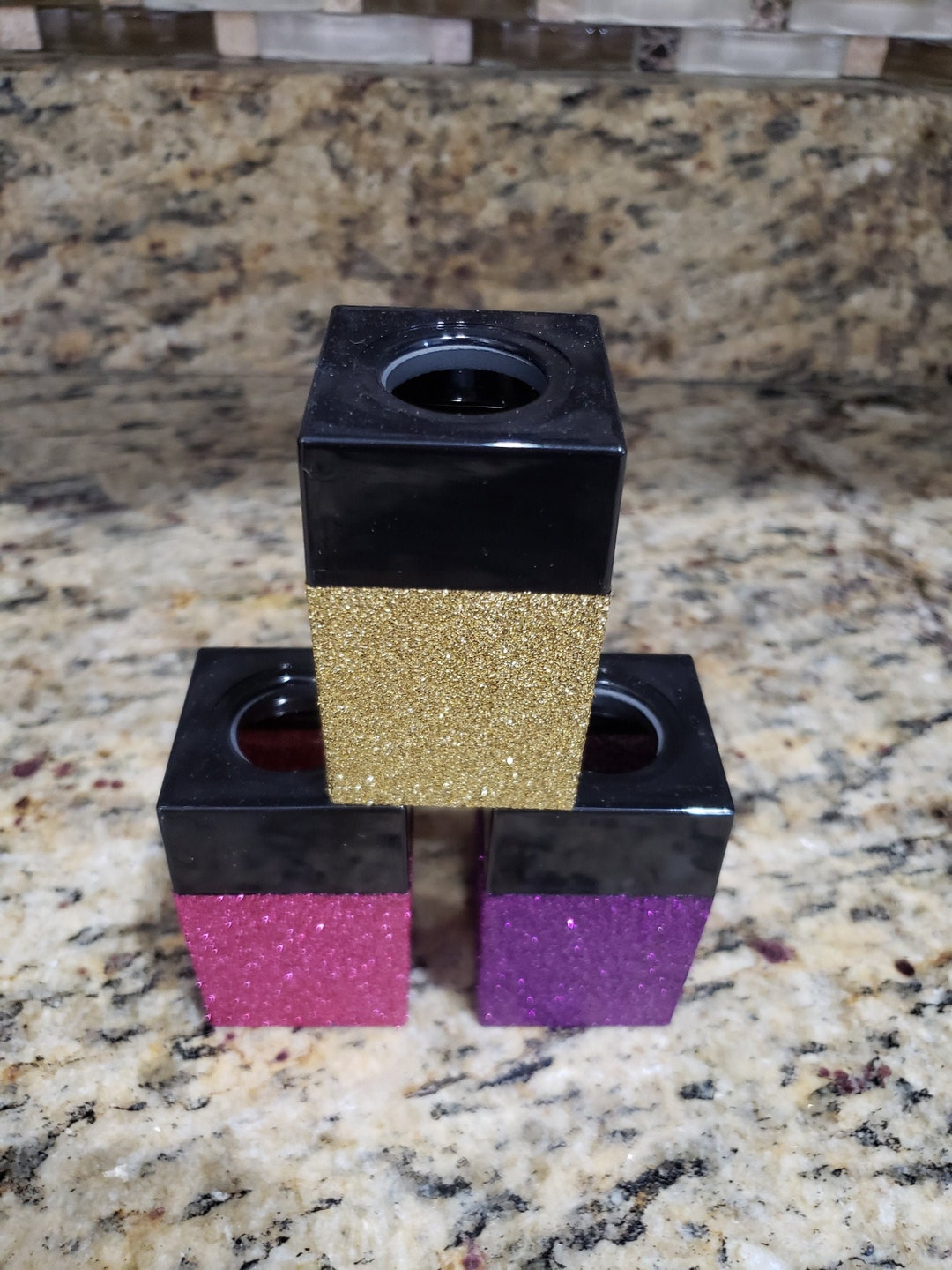 Extra Fine Glitter Square Paperclip Holder, Glitter Paperclip Holder ...