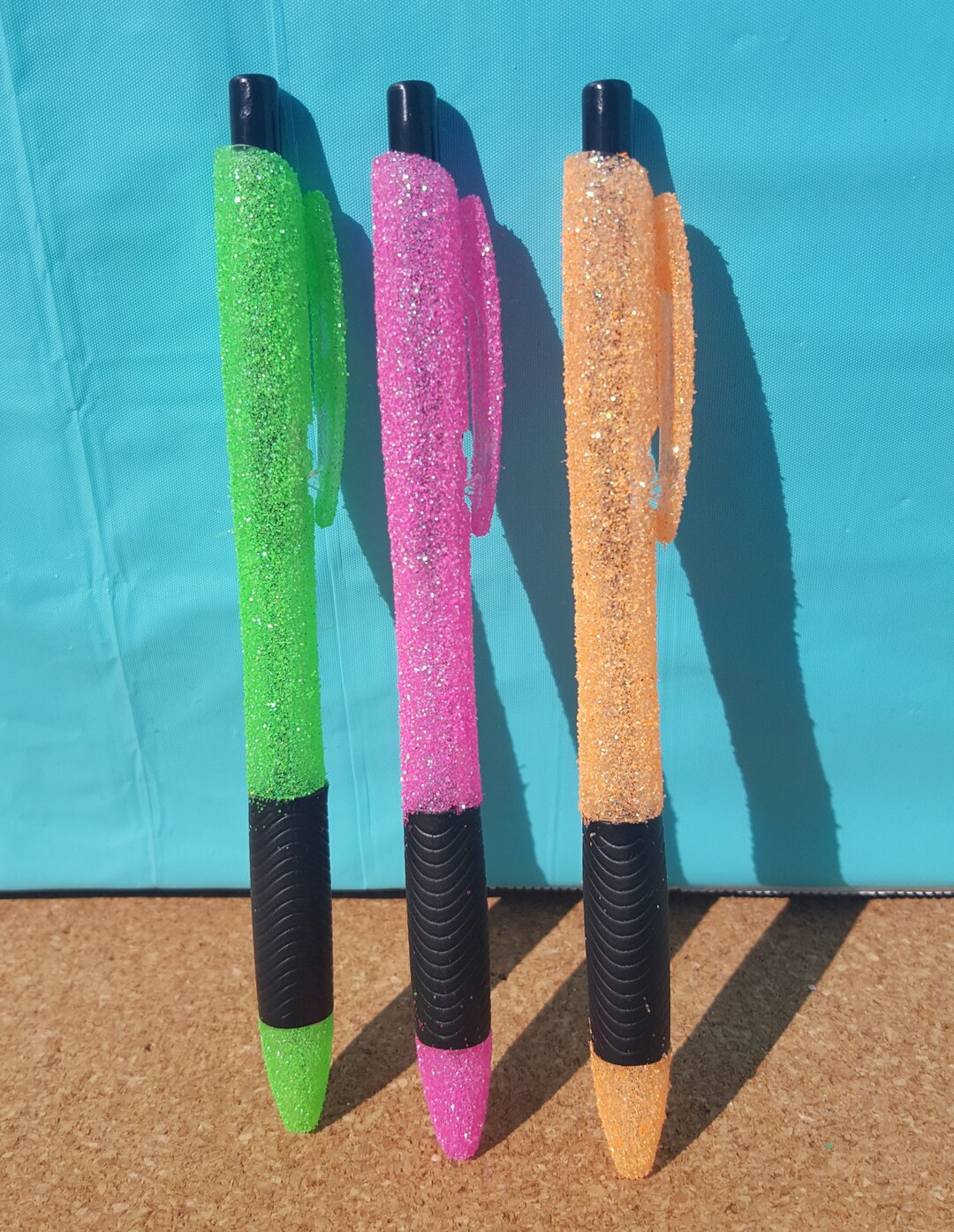 Neon Glitter Ball Point Pens With Black Ink, Office Supplies, Pens ...
