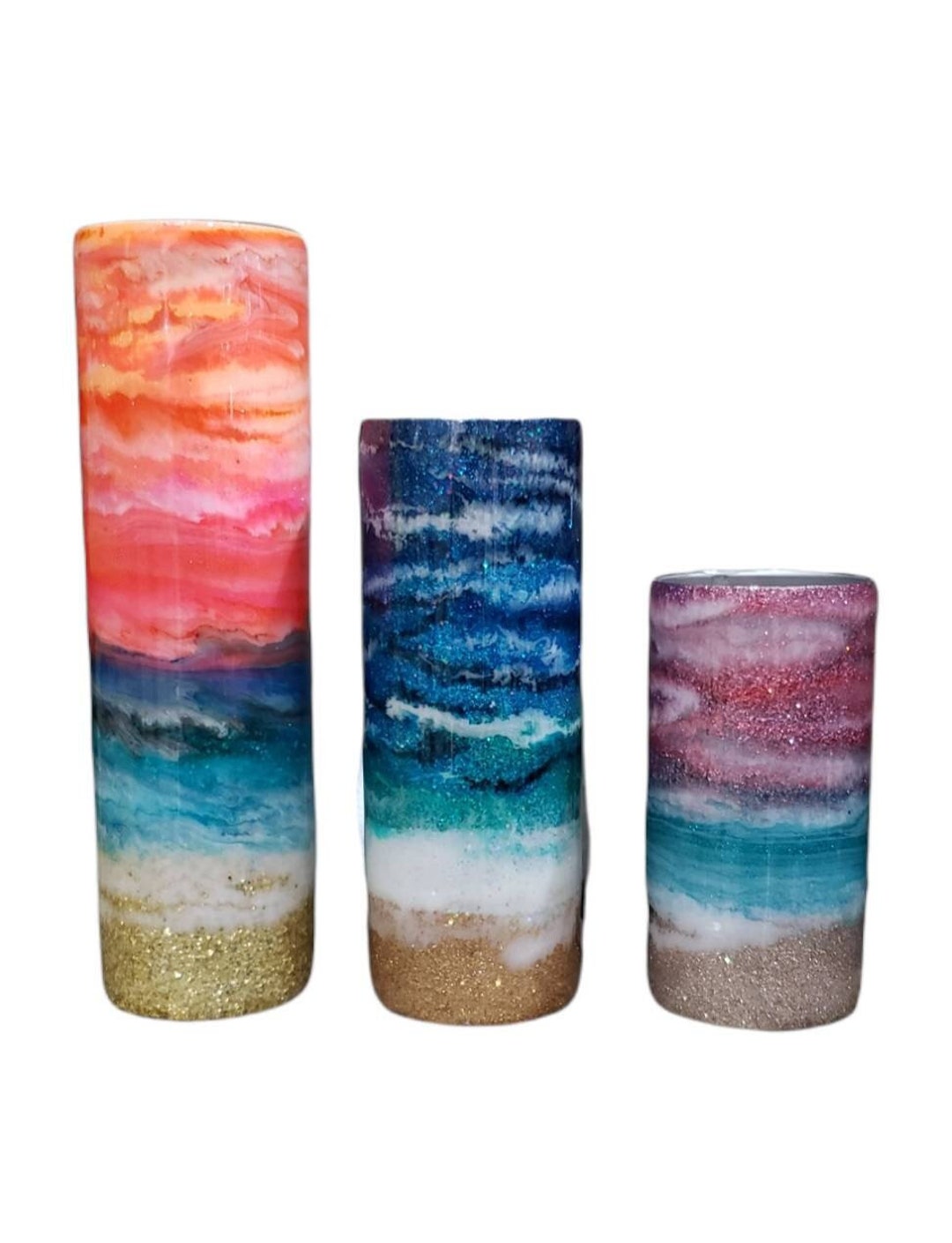 1 EPOXY Sunset BEACH Tumbler, Neon Sunset Beach Tumbler, Pastel Beach ...