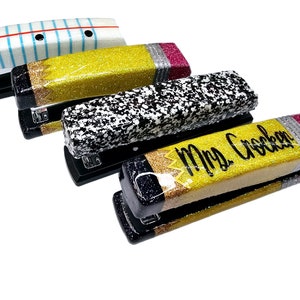 One Epoxy Glitter Teacher Stapler, Glitter Pencil Stapler, Lined Paper ...