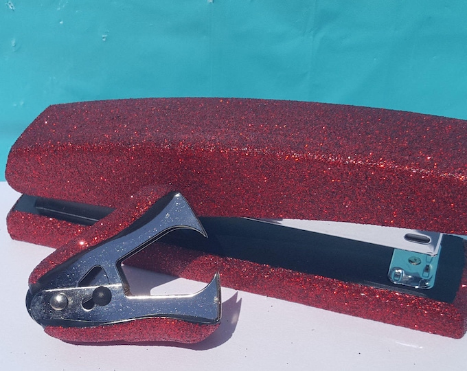 Red Glitter Office Supplies, Red Tape Dispenser, Red Stapler, Red ...