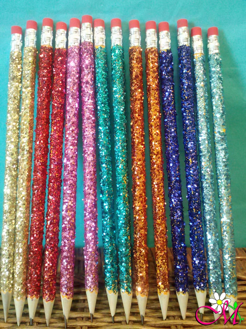 Glitter Pencils, (wooden), (your Choice of Color), Pink Pencils, Blue ...