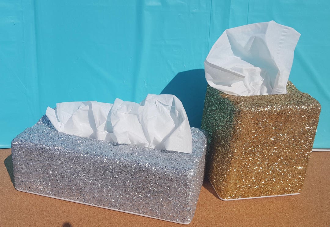 One Glitter Tissue Box Cover, (your Choice of Glitter Color), Bathroom ...