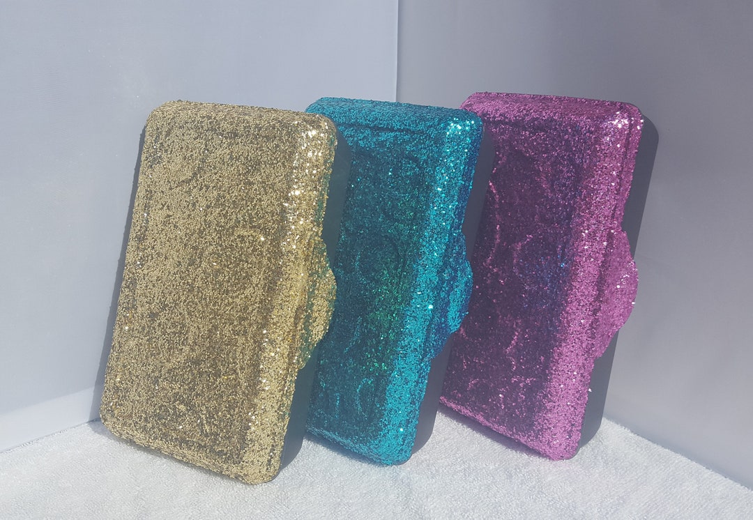 Custom Glitter Pencil Box With Black Bottom, Custom Hard Pencil Case ...
