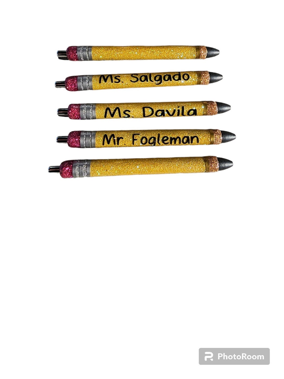 ONE Epoxy Coated Glitter Pencil Teacher Pen With Black Ink, Retractable ...