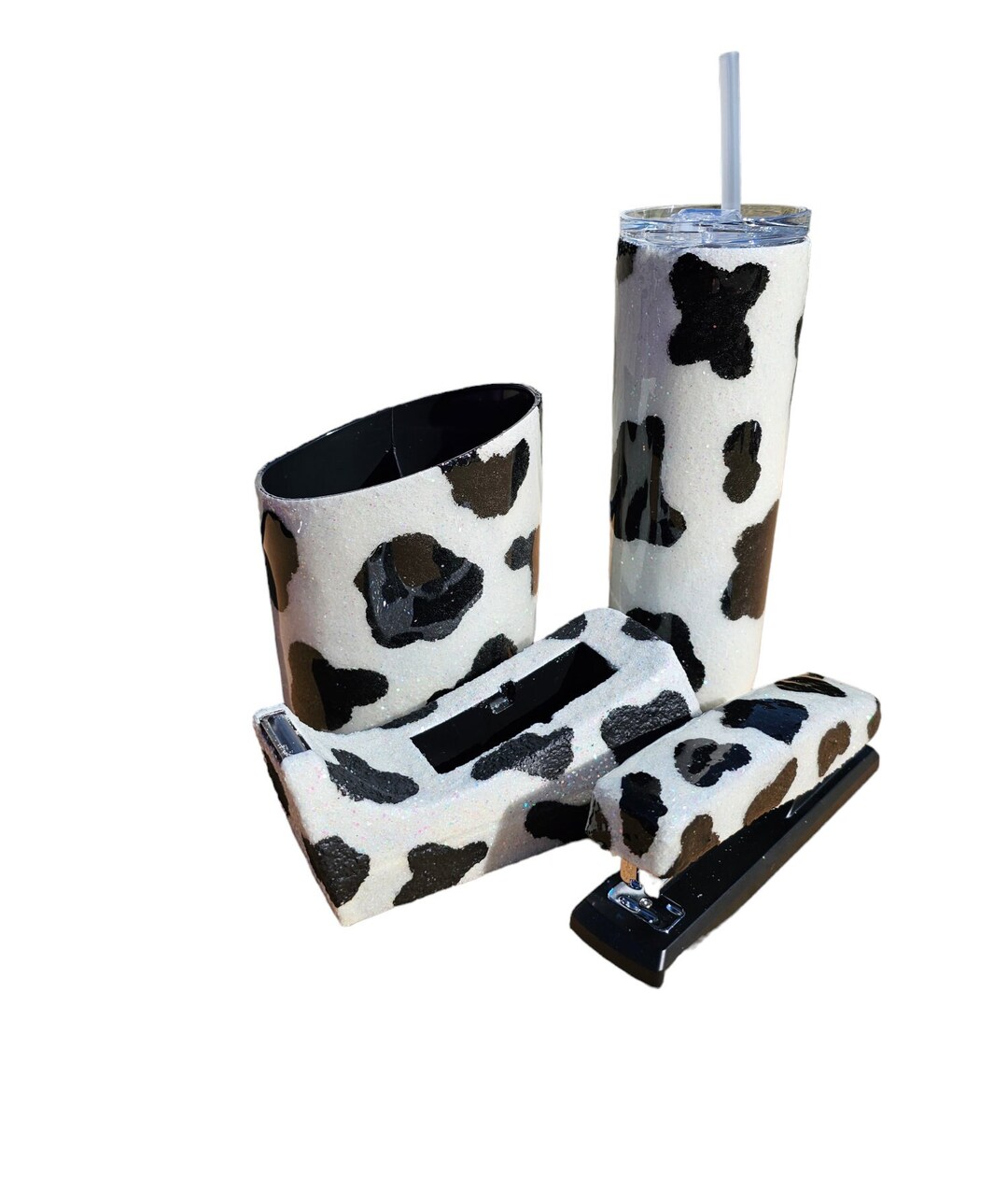 Glitter Cow Print Office Supplies With Matching 20oz Stainless Steel ...