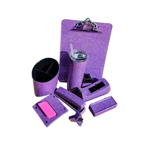 Holographic Purple Glitter Office Supplies and Matching Purple ...