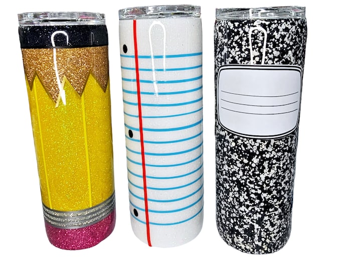 One- Epoxy Stainless Steel Teacher Tumbler (you Pick), Glitter Pencil ...