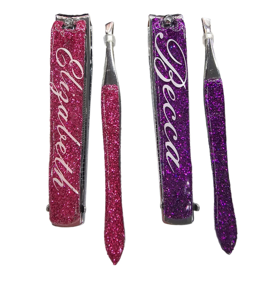 ONE Epoxy Sealed Custom Glitter Nail Clippers and Tweezer Set With ...