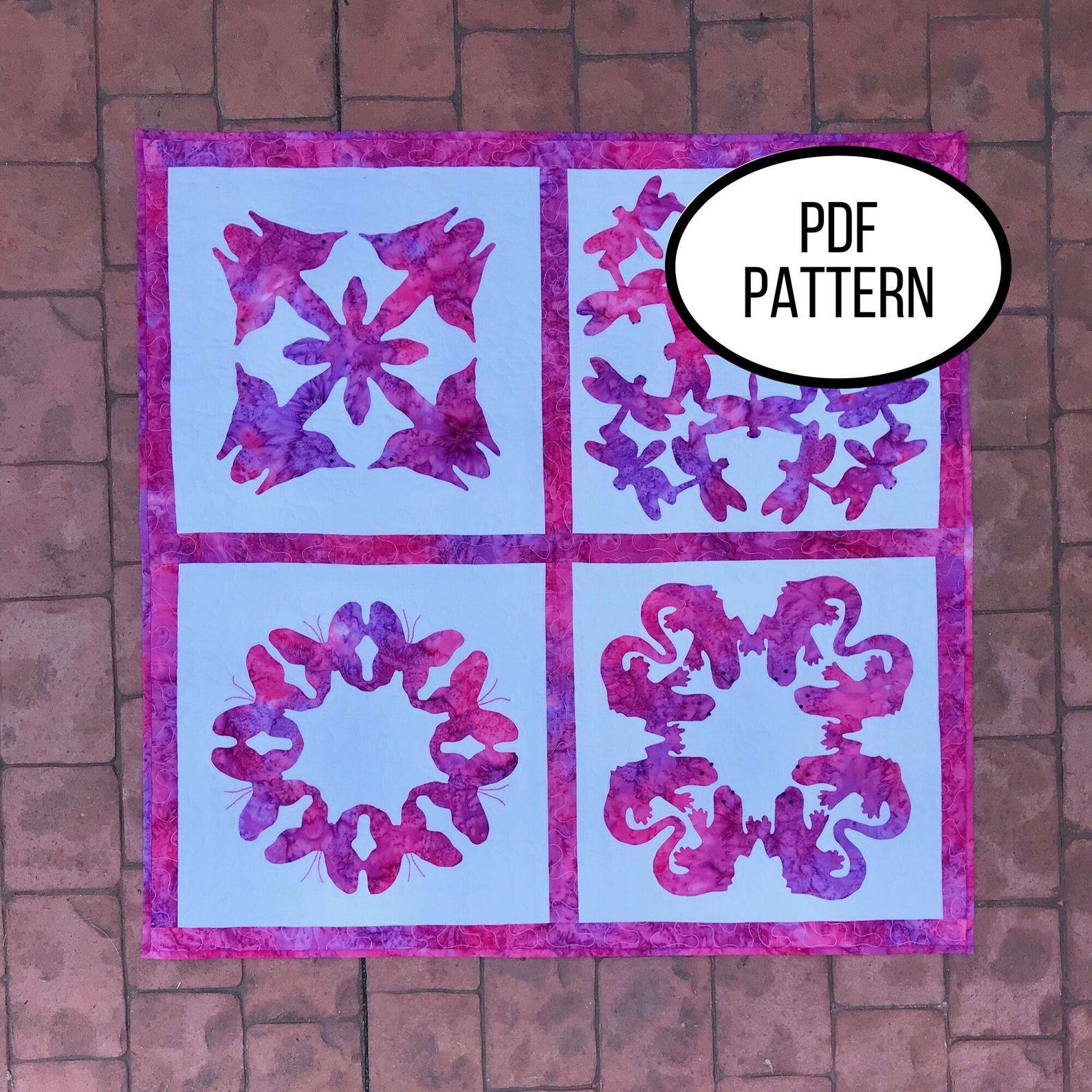 Hawaiian Applique PDF Quilt Pattern, Hawaiian Garden Dragonflies ...