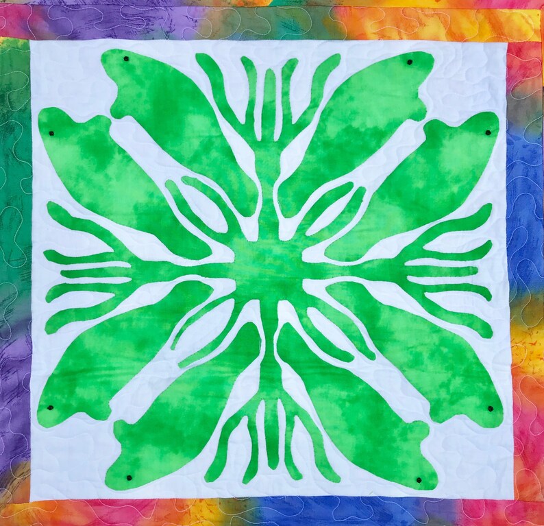 Hawaiian Applique PDF Quilt Pattern, Manatee, Moorrish Idol, Seahorse ...