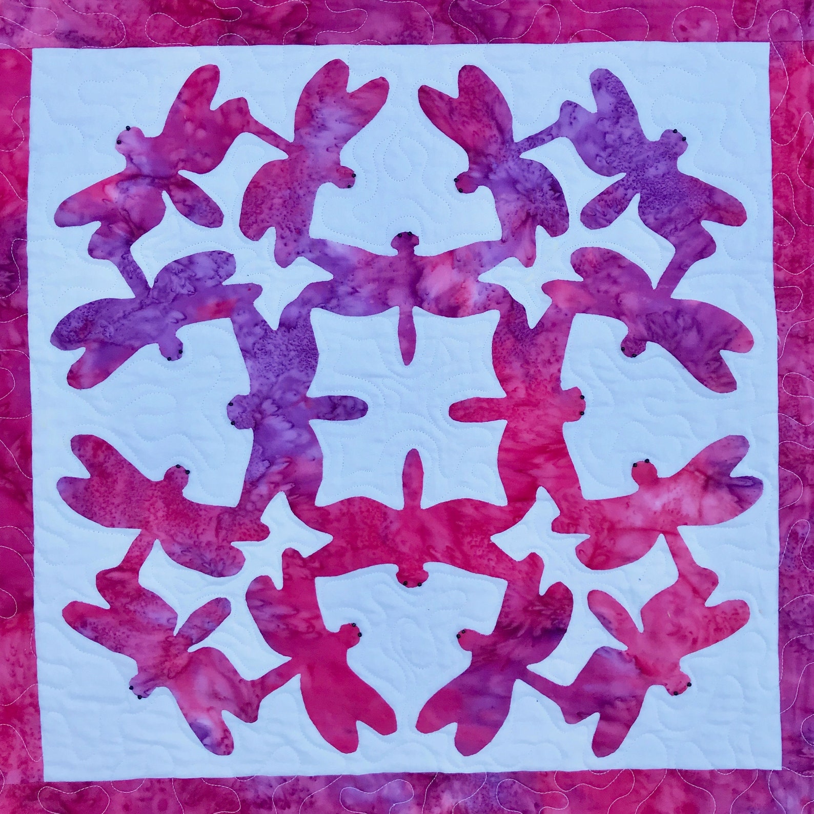 Hawaiian Applique PDF Quilt Pattern, Hawaiian Garden Dragonflies ...