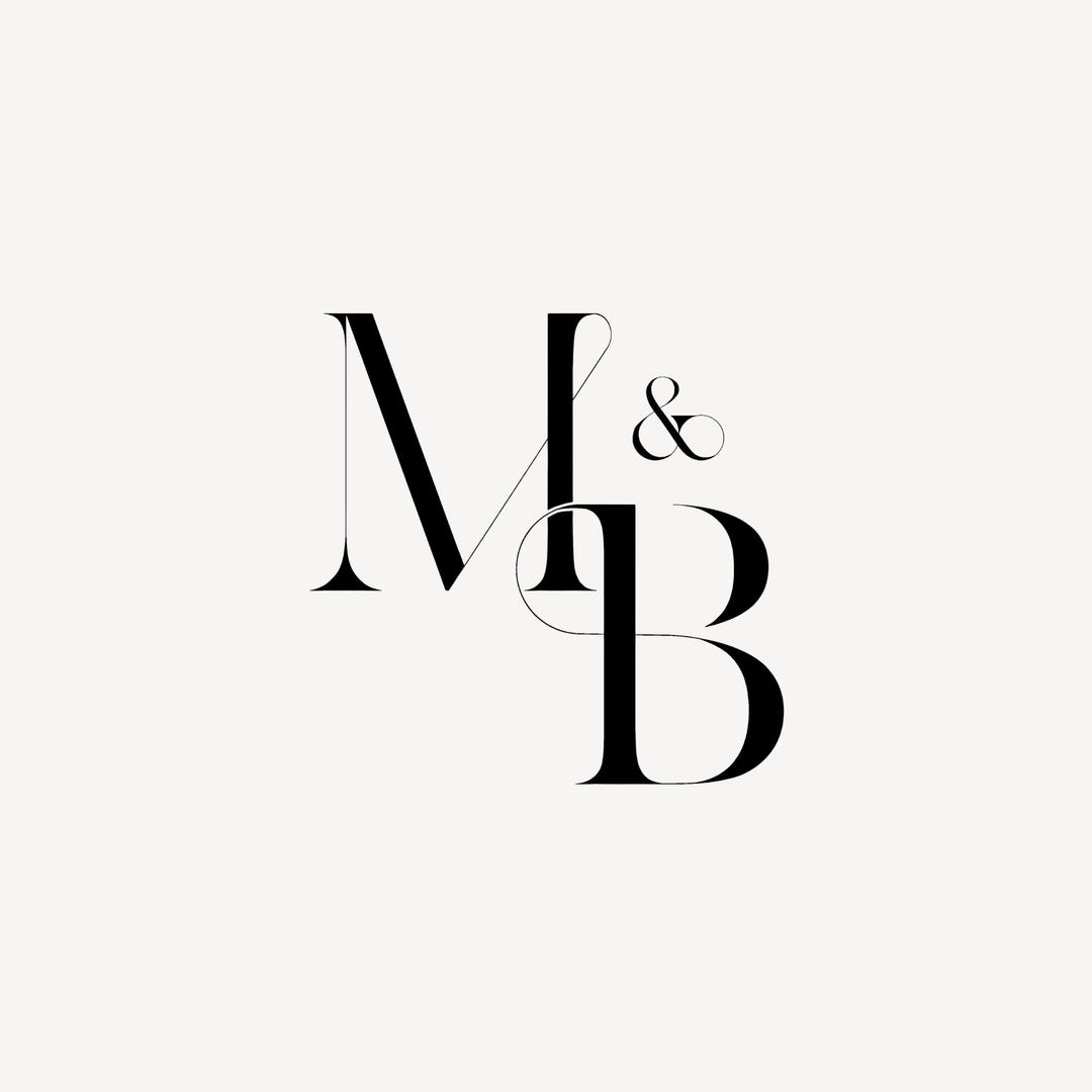 Elegant M B Wedding Logo Initials | Printable Monogram Design | Digital ...