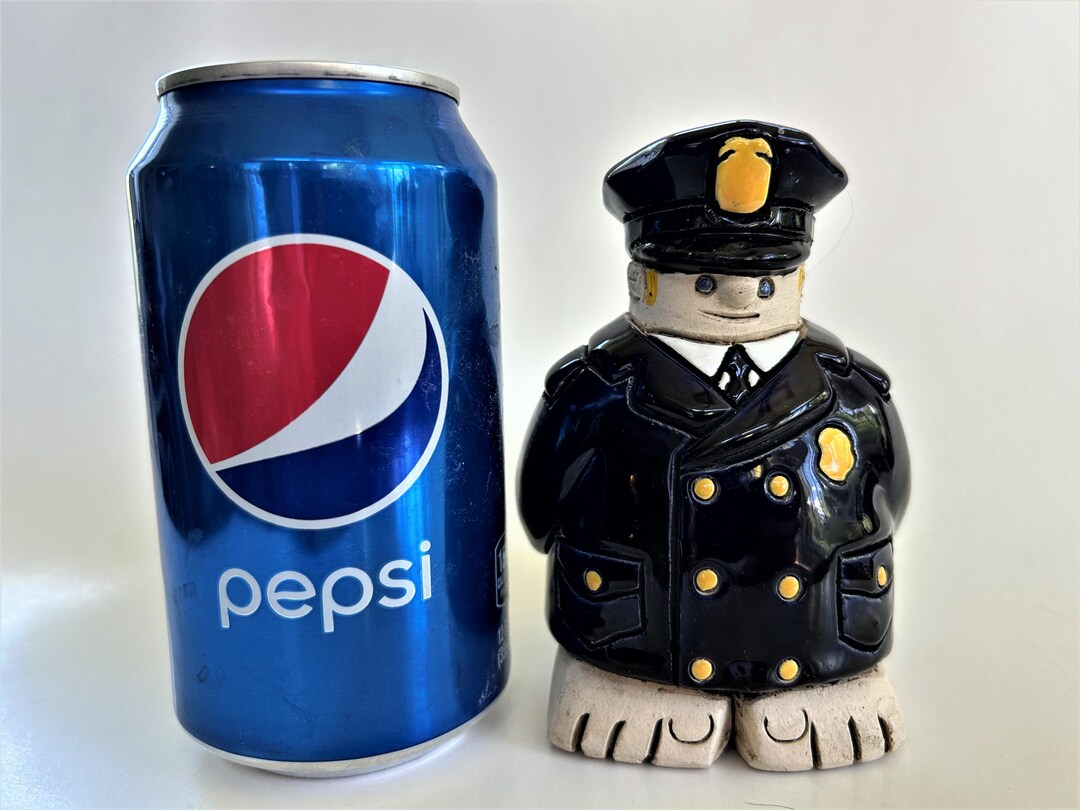 Police Officer Figurine~handmade~artist Signed~cop Has a Club Behind ...