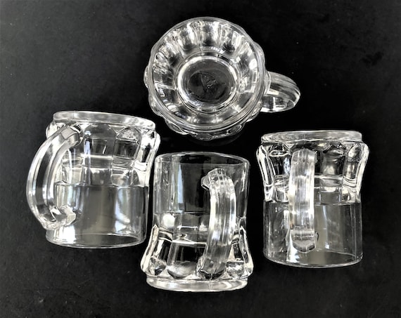 4 Clear Glass Mini Beer Stein Mugsfederal Glass Coperfect - Etsy