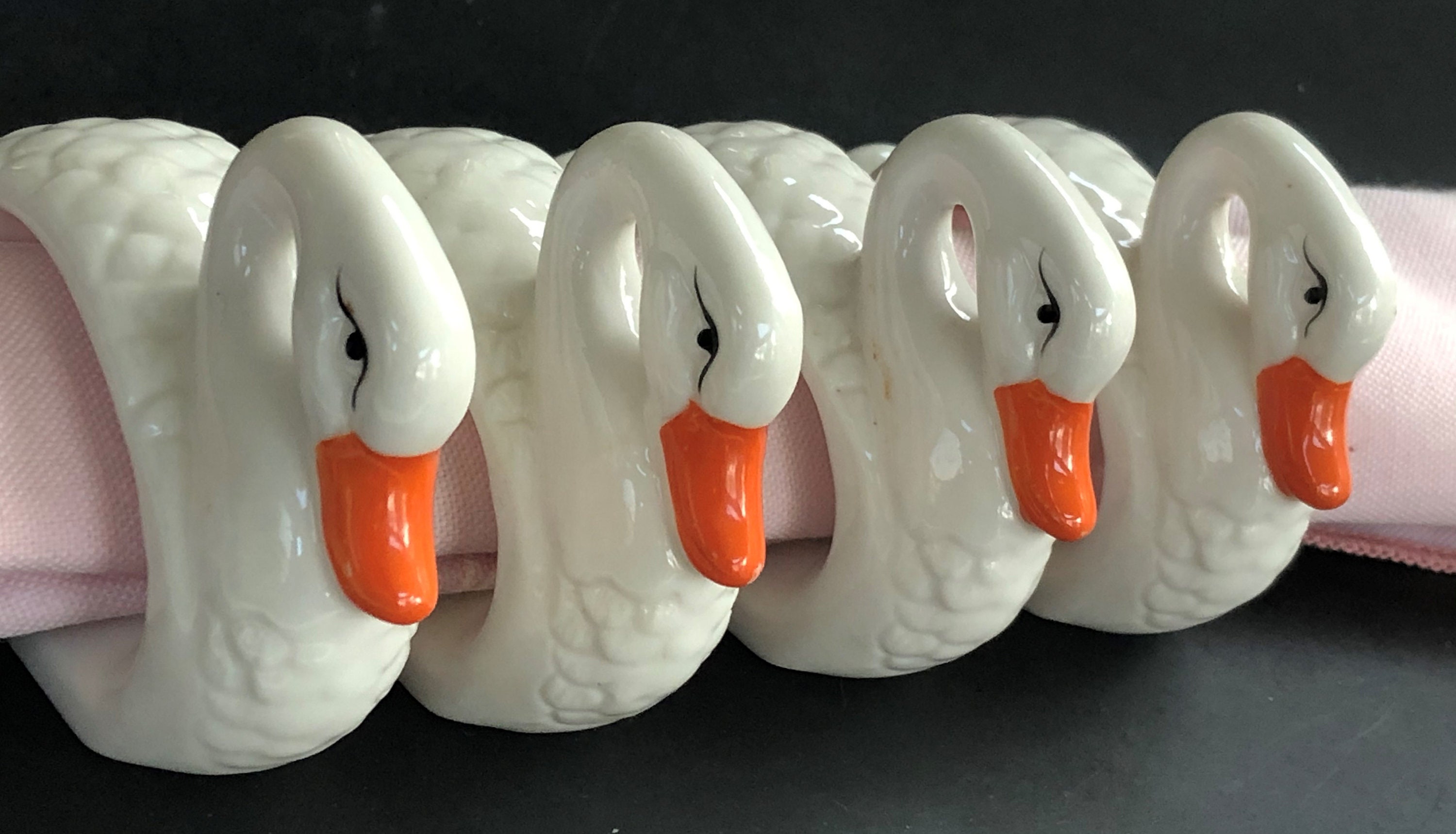 Swan Napkin Ringsbone White Chinaset of 4retro Home - Etsy