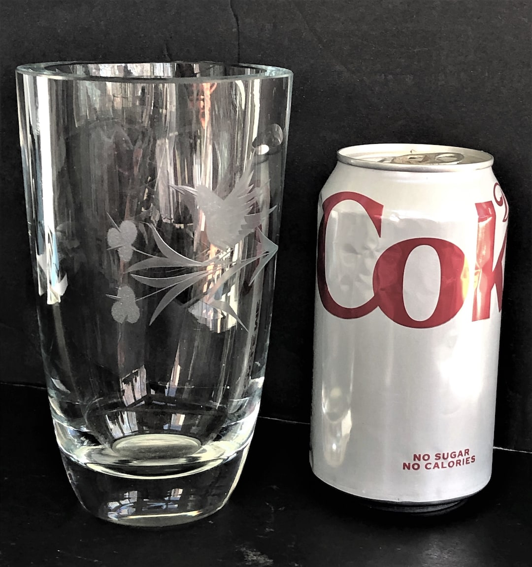 ORREFORS Swedish Etched Crystal Vase oval Shaped6 in Tallbird W Floral ...