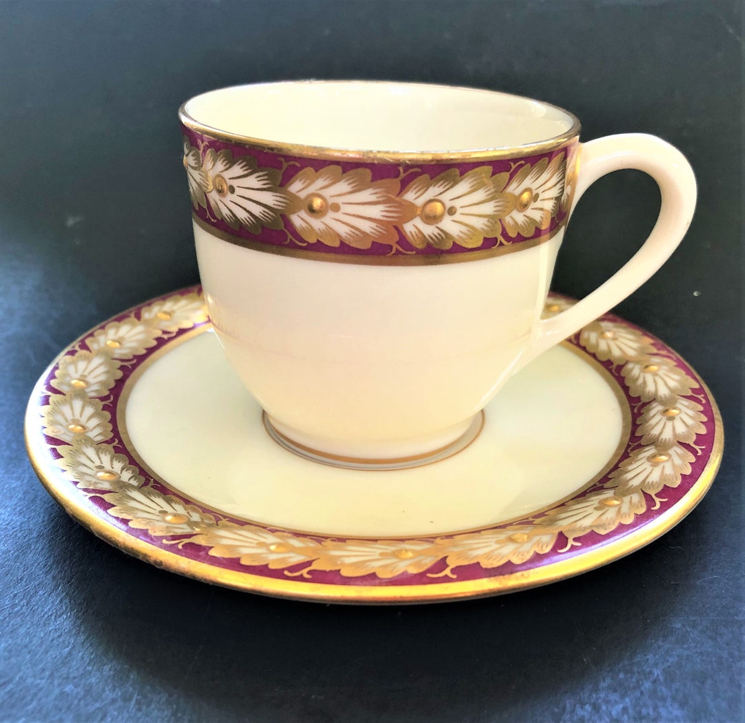 LENOX "pembrook Maroon" Demi Tasse Cup and Saucer Set~discontinued ...