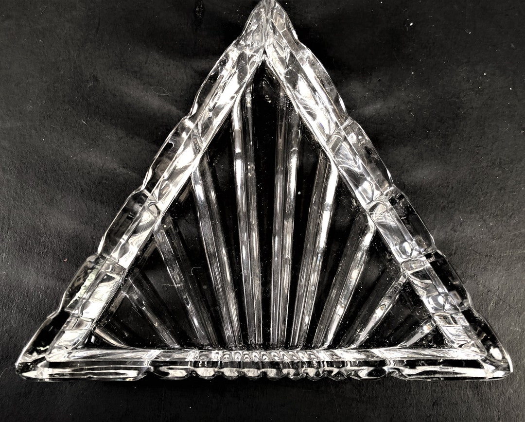 Cut Crystal Triangle Jewelry Box~unique Shape~lidded Trinket Box, Ring ...