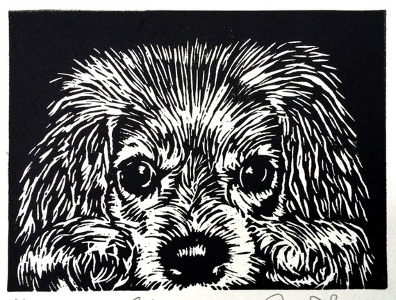 Wood & Linocut Prints Animal Card Linocut Greeting Card Block Print ...