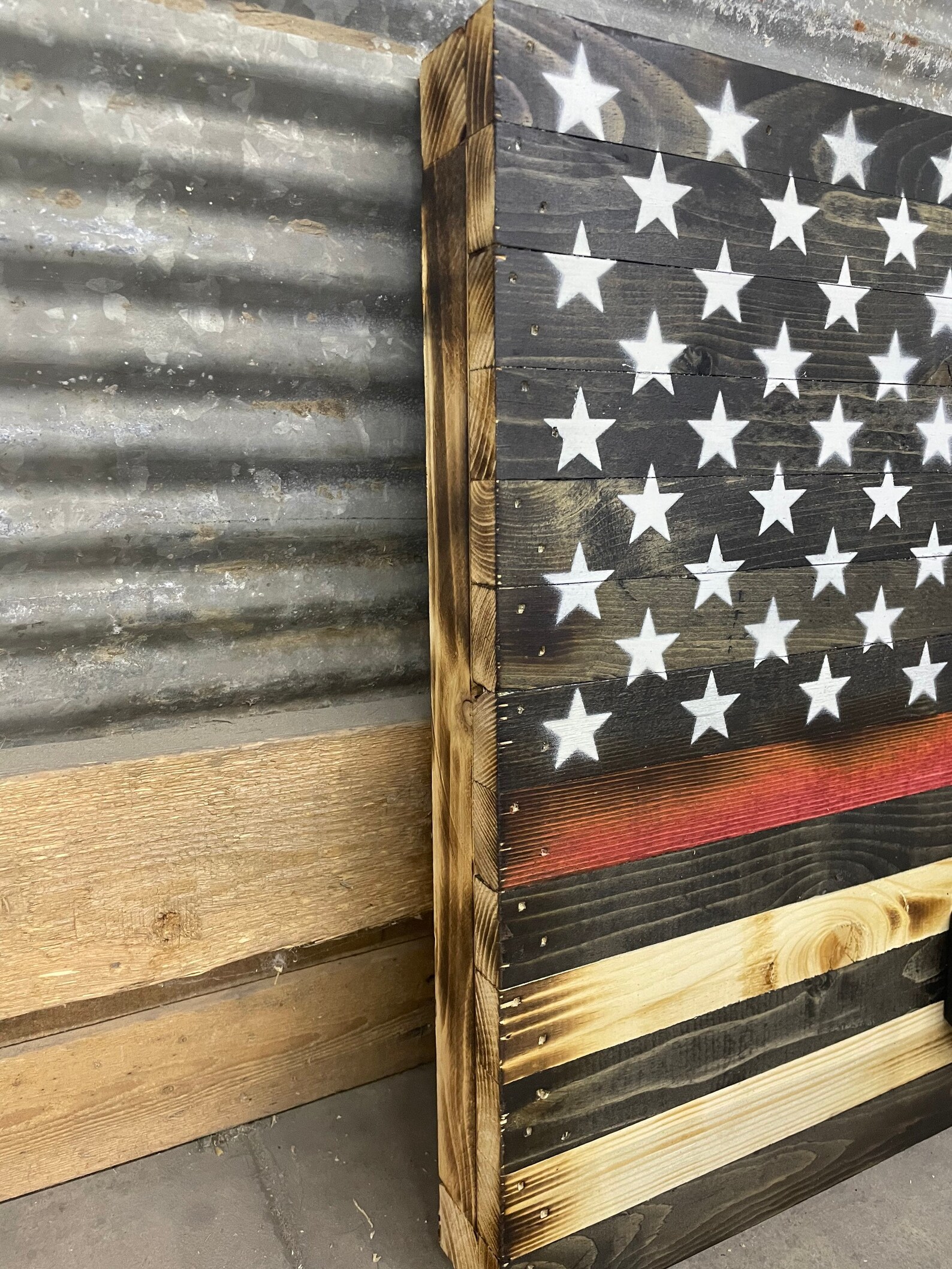 American Flag Thin Red Line Firefighter - Etsy