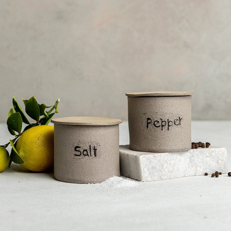 Salt and Pepper Cellar With Lid - Etsy