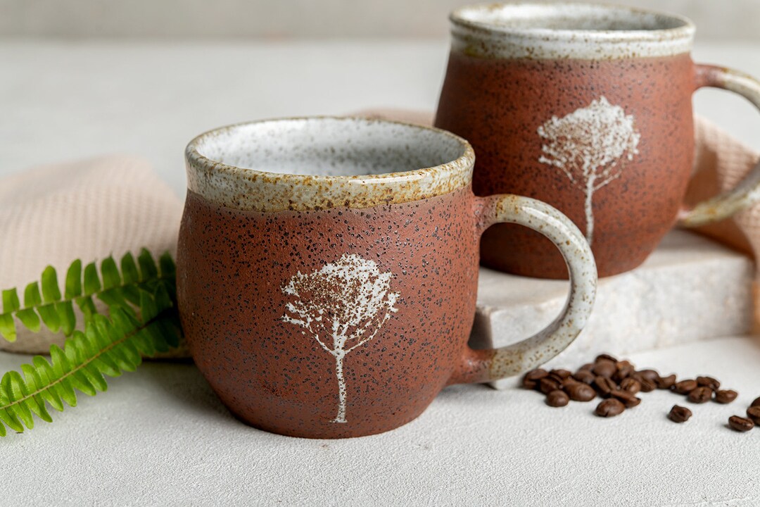Set of Two Ceramic Large Rustic Handmade Mugs, Modern Ceramic Tea Mug ...