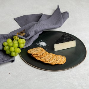 Rustic Handmade Black Ceramic Platter, Stoneware Extra Large Serving ...